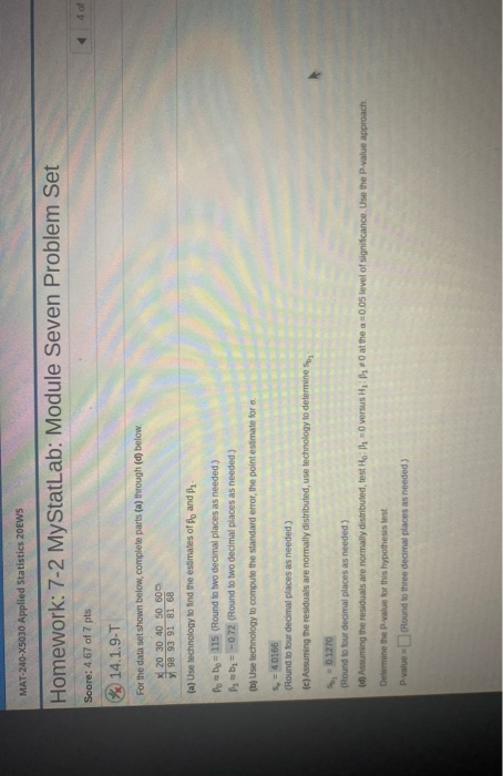 Solved MAT-240-X5030 Applied Statistics 20EWS Homework: 7-2 | Chegg.com