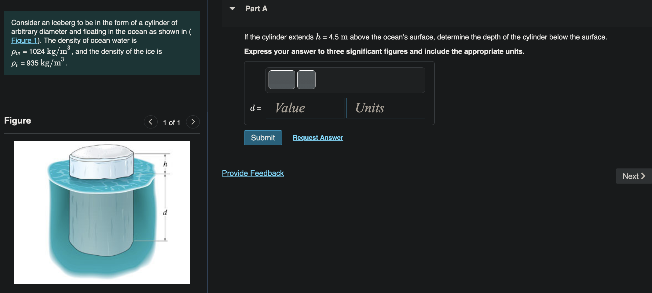 Solved Consider an iceberg to be in the form of a cylinder | Chegg.com