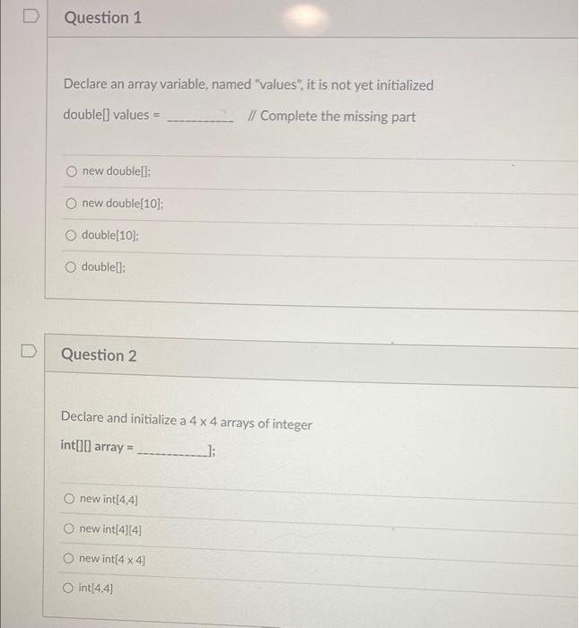 Solved D Question 1 Declare An Array Variable Named