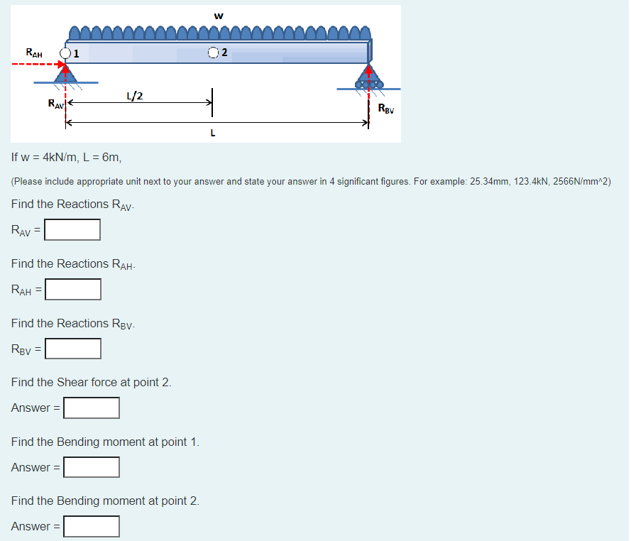 Solved If w=4kNm,L=6m,(Please include appropriate unit next | Chegg.com