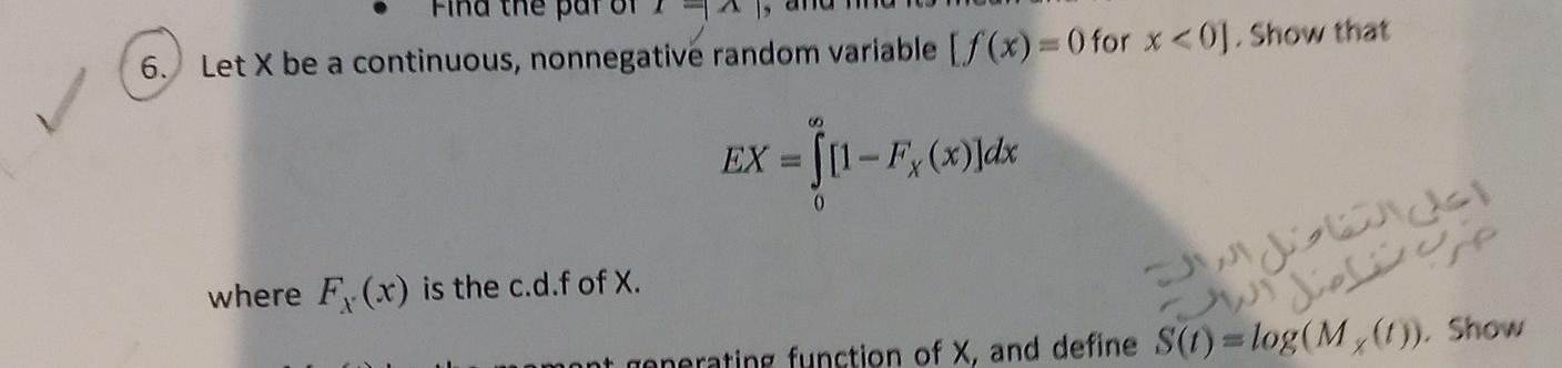 Solved Let X Be A Continuous Nonnegative Random Variable
