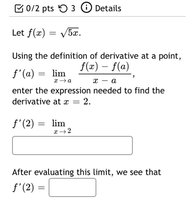 Solved Part 1/2 Let f(x) = 4x2. = Using the definition of | Chegg.com