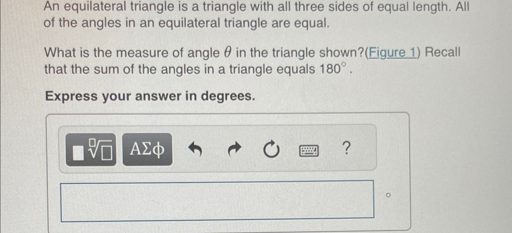 Solved An equilateral triangle is a triangle with all three | Chegg.com