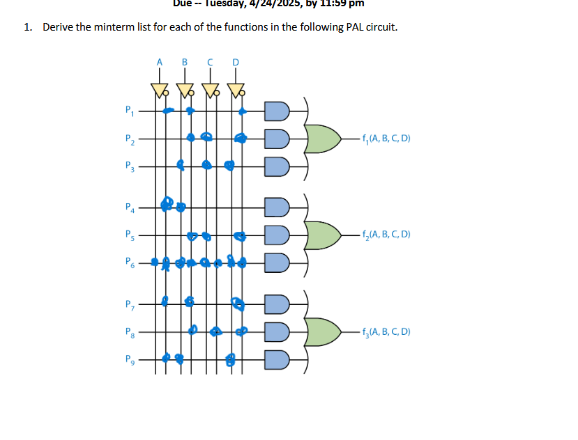 Solved 1. ﻿Derive the minterm list for each of the functions | Chegg.com