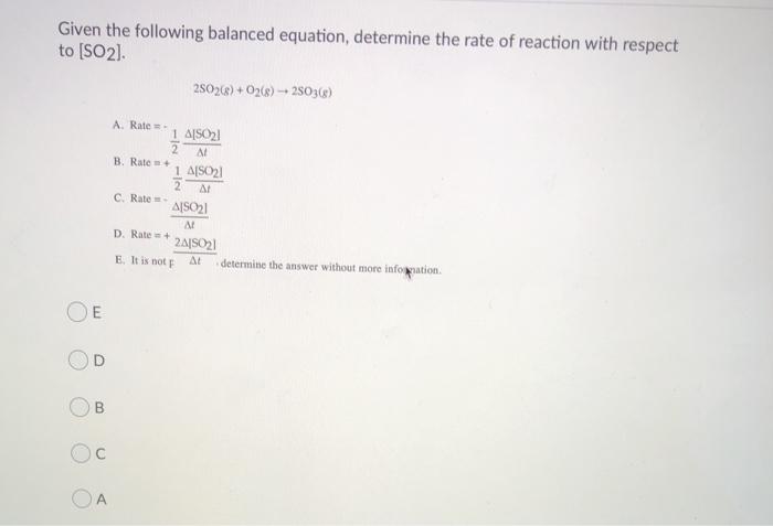 Solved Given the following balanced equation, determine the | Chegg.com