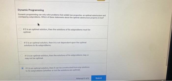 Solved Dynamic Programming Dynamic programming can only | Chegg.com