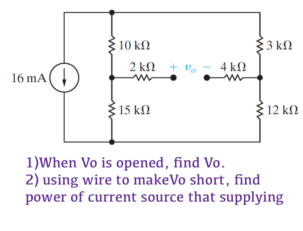 Solved When Vo is opened, find Vo.using wire to makeVo | Chegg.com