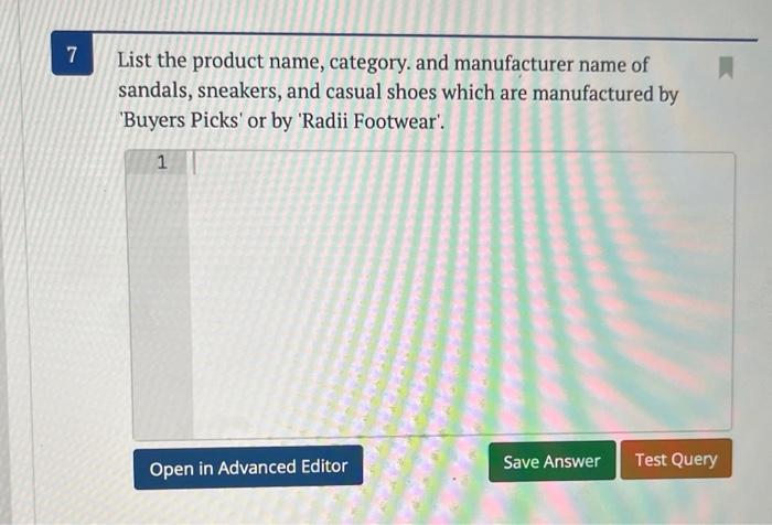 ist names of all products that are blue or green. | Chegg.com