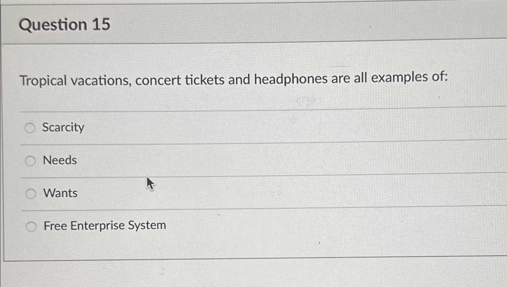 Solved Question 15Tropical vacations, concert tickets and | Chegg.com