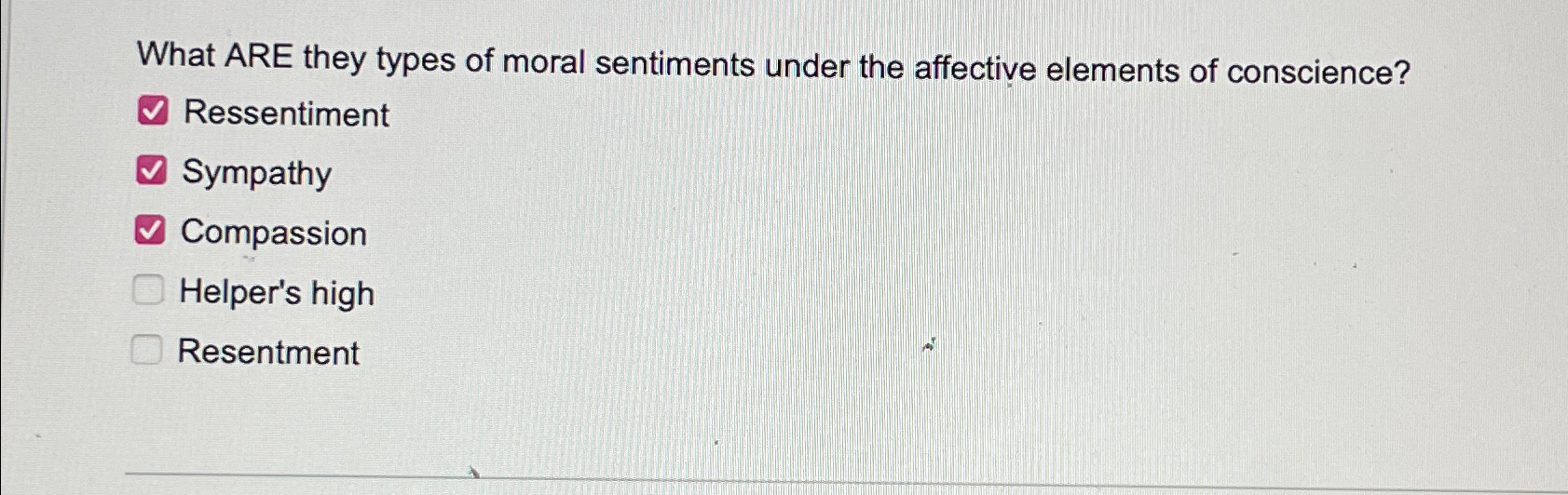 Solved What ARE they types of moral sentiments under the | Chegg.com