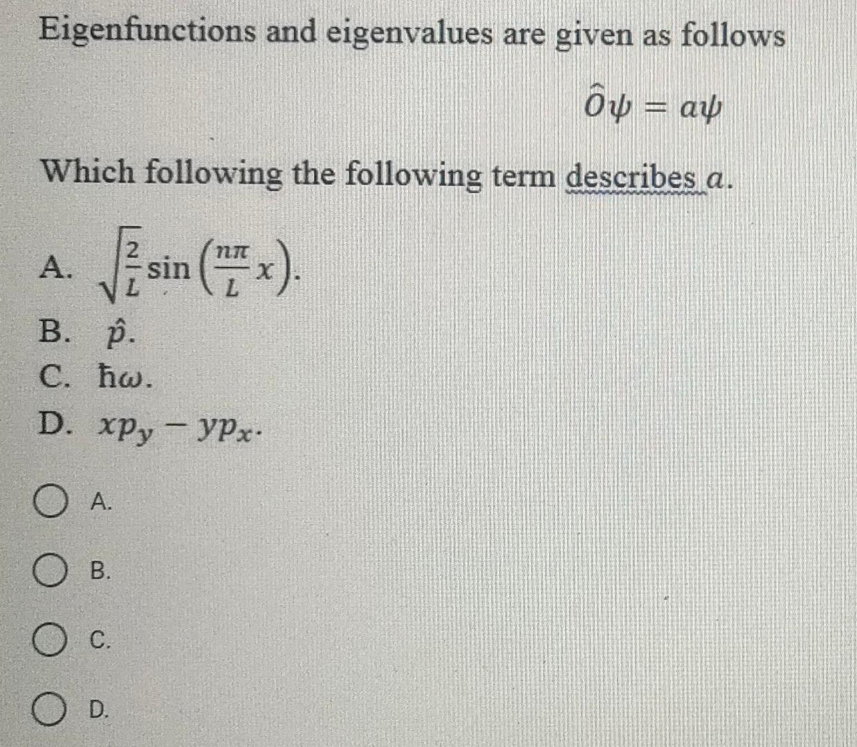 Solved Eigenfunctions and eigenvalues are given as follows | Chegg.com