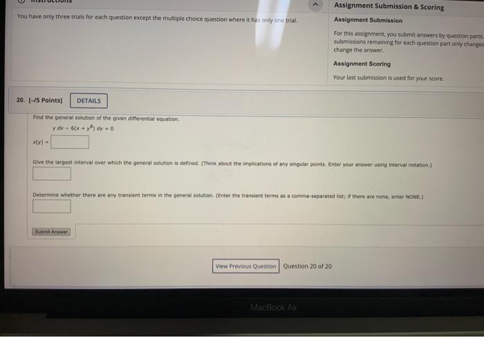 Solved 20. [-15 Points] Find the qeneral solution of the | Chegg.com