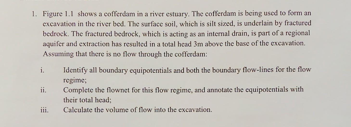 Solved 1. Figure 1.1 shows a cofferdam in a river estuary. | Chegg.com