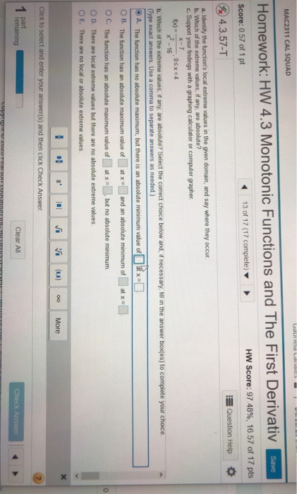Solved MAC2311 CAL SQUAD Homework: HW 4.3 Monotonic | Chegg.com