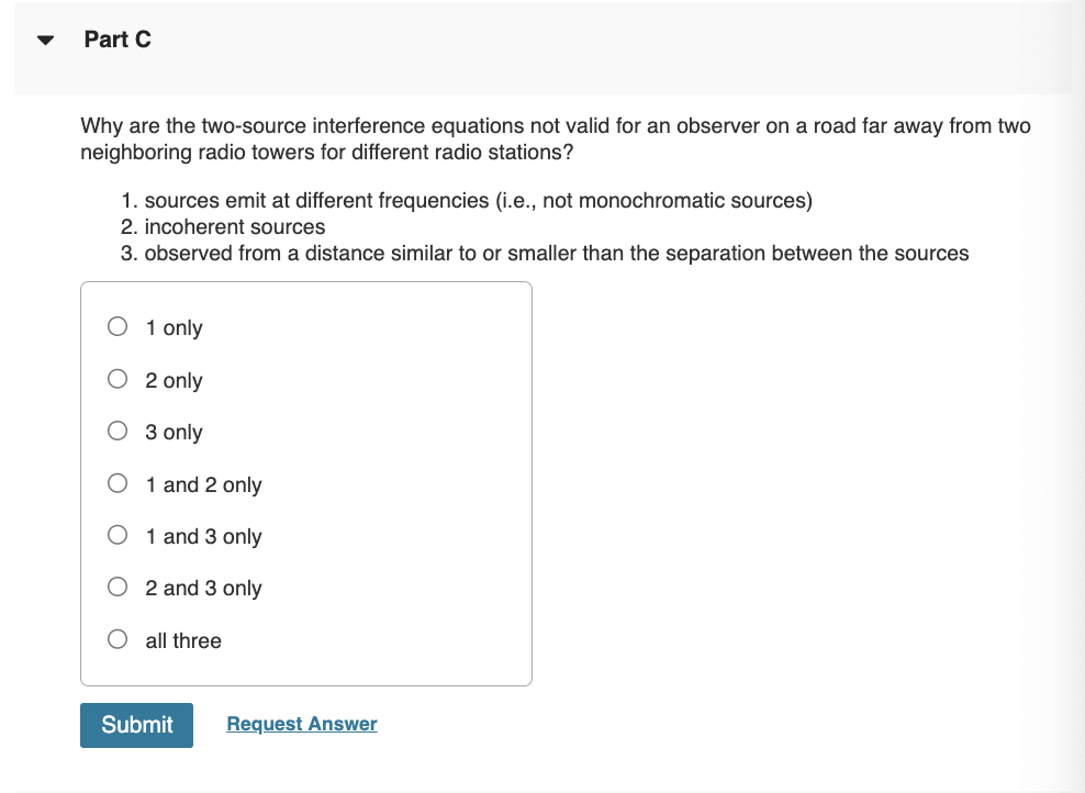 Solved Part CWhy are the two-source interference equations | Chegg.com