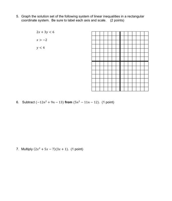 Solved 5. Graph the solution set of the following system of | Chegg.com