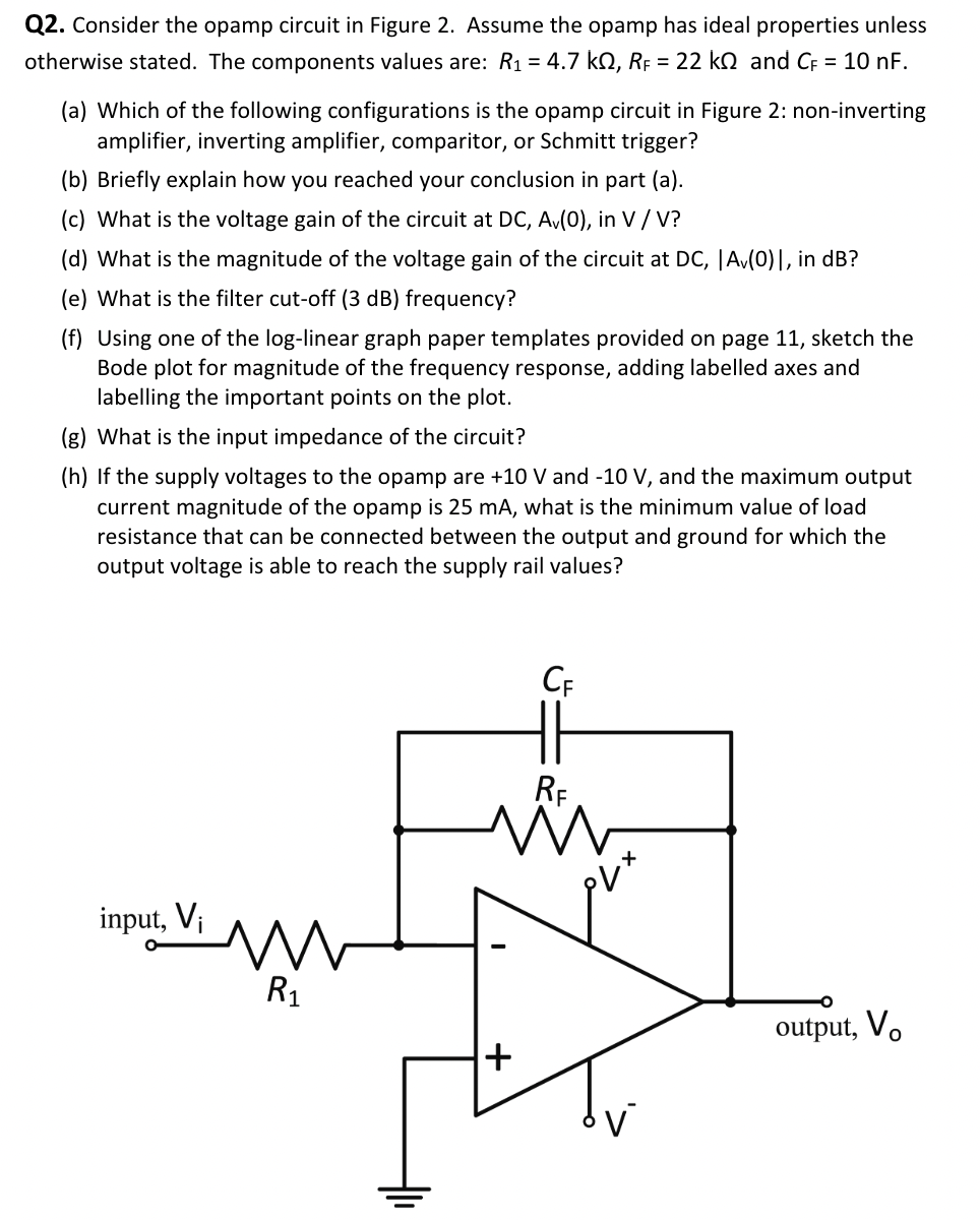 Q2. ﻿Consider the opamp circuit in Figure 2. ﻿Assume | Chegg.com