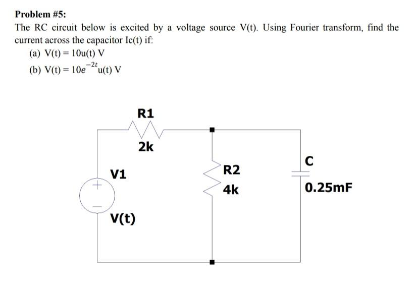 Solved Problem \#5: The RC circuit below is excited by a | Chegg.com