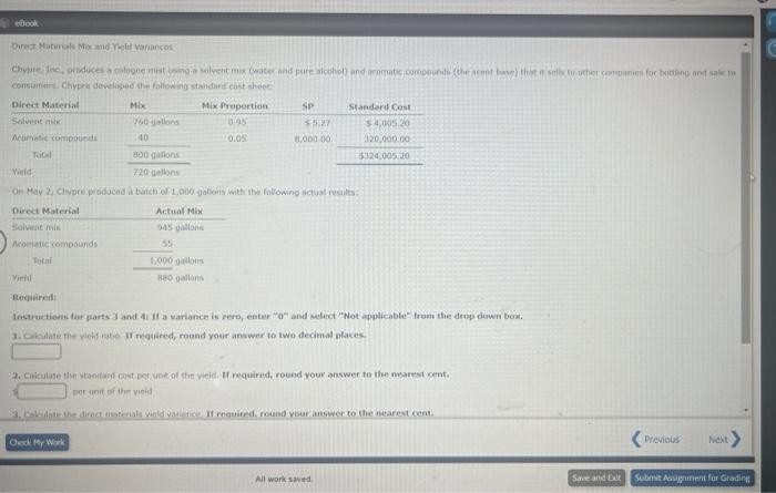 Solved Direct Materiale Mox and Yweld Yanances. On Hay 2, | Chegg.com