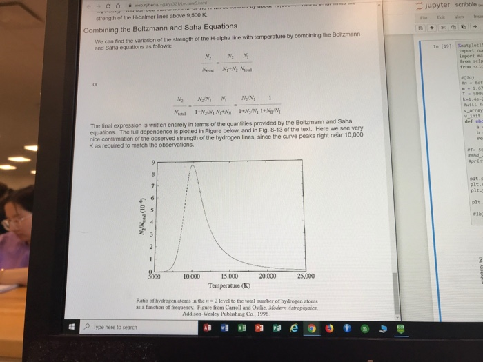 Solved i am trying trying to plot the combination of saha | Chegg.com