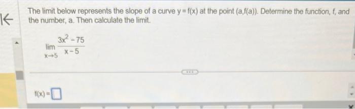 Solved The limit below represents the slope of a curve | Chegg.com