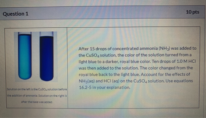 Question 1 10 pts After 15 drops of concentrated | Chegg.com
