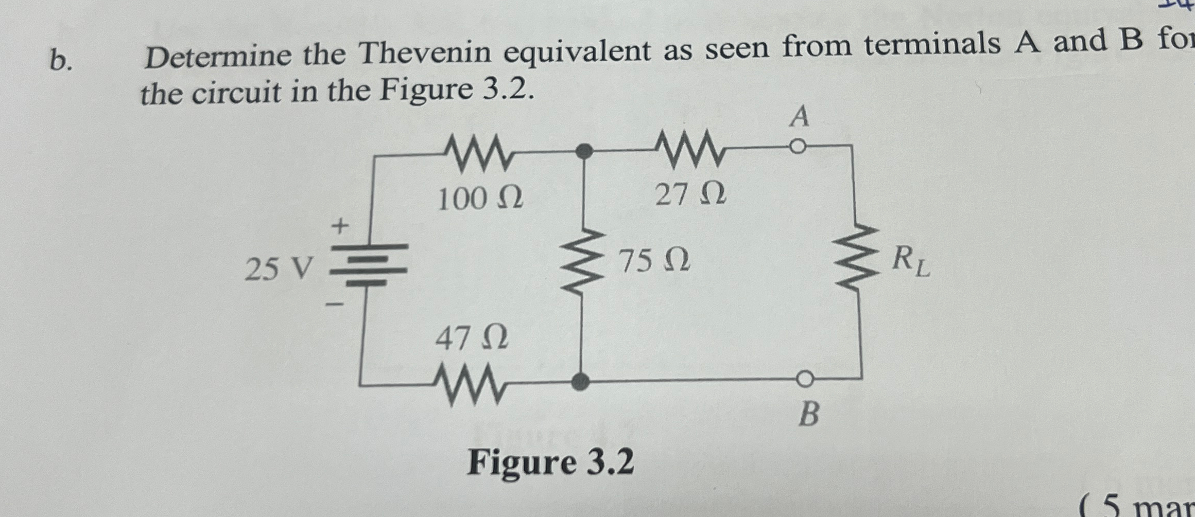 Solved b. ﻿Determine the Thevenin equivalent as seen from | Chegg.com
