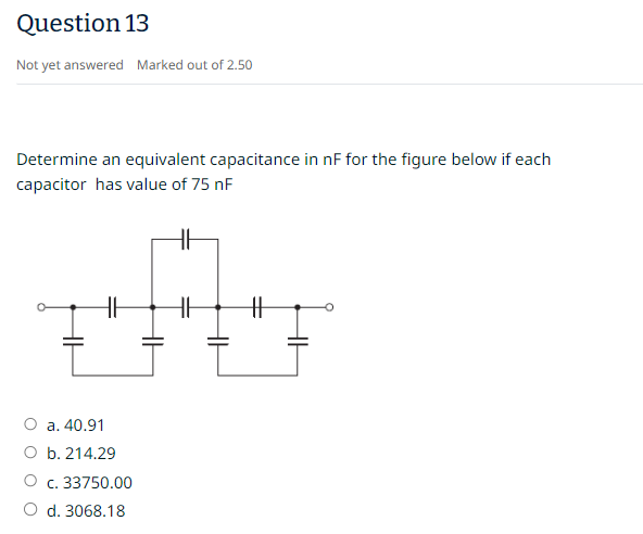 Solved Determine an equivalent capacitance in nF for the | Chegg.com