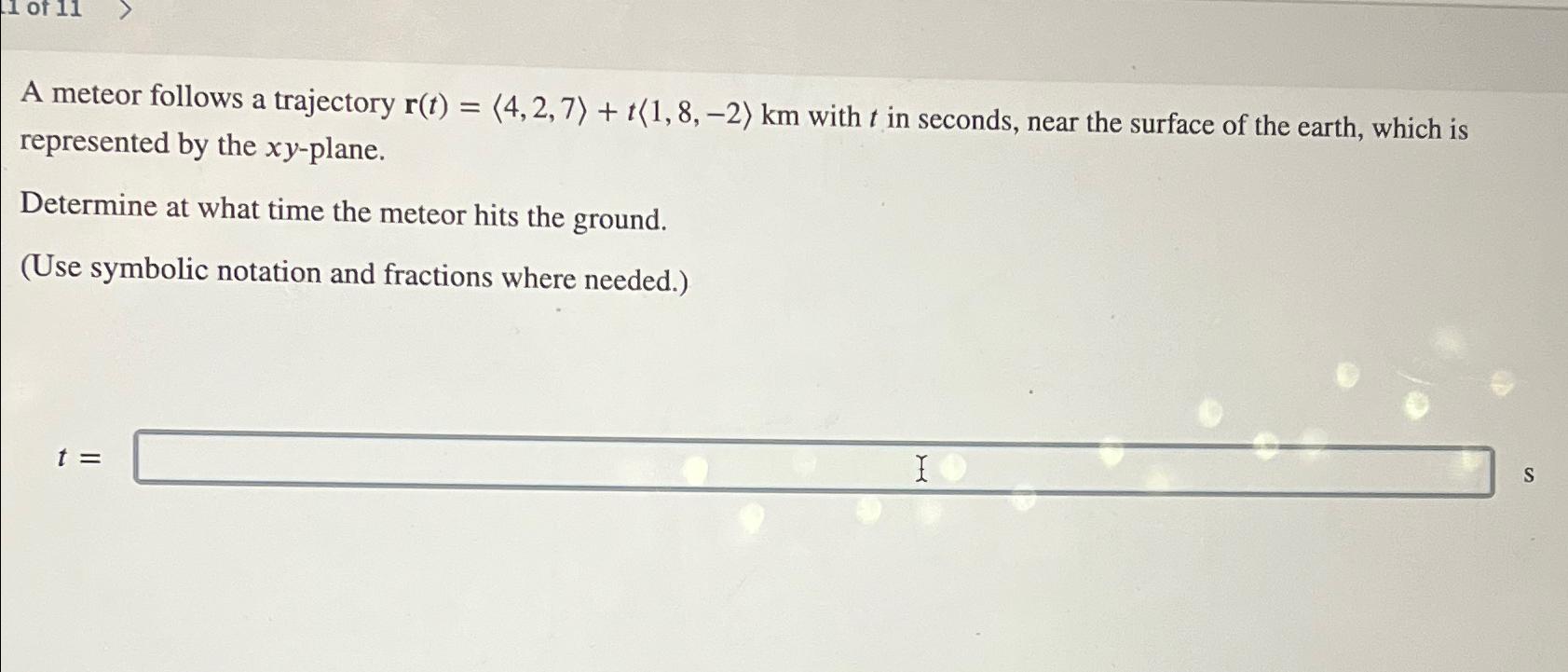 Solved A meteor follows a trajectory | Chegg.com