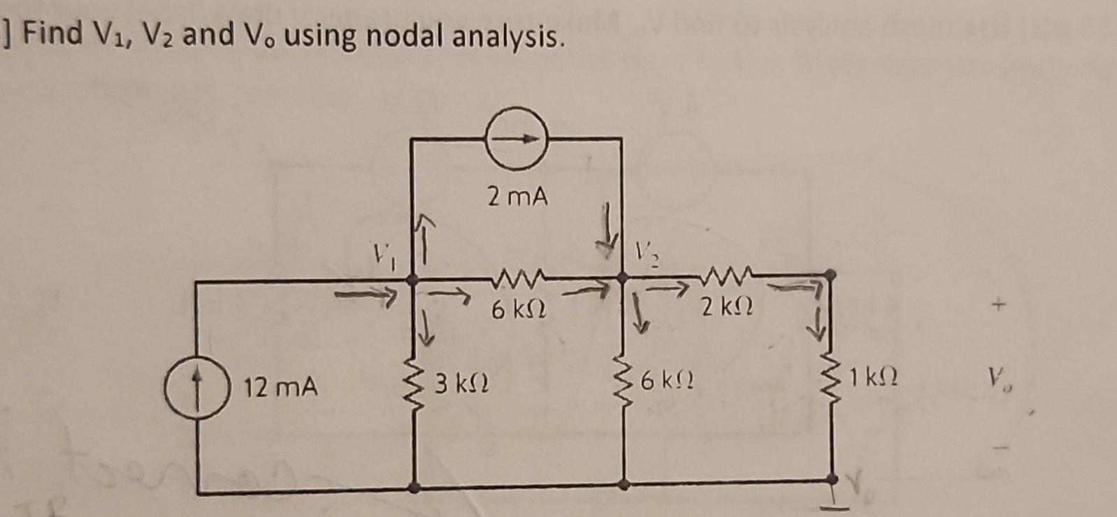 Solved Find V1,V2 and V0 using nodal analysis. | Chegg.com