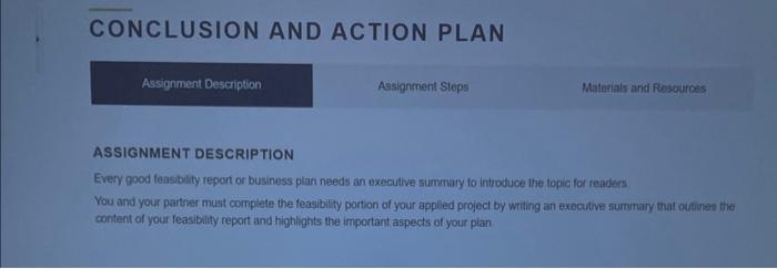 Solved CONCLUSION AND ACTION PLAN Assignment Steps | Chegg.com