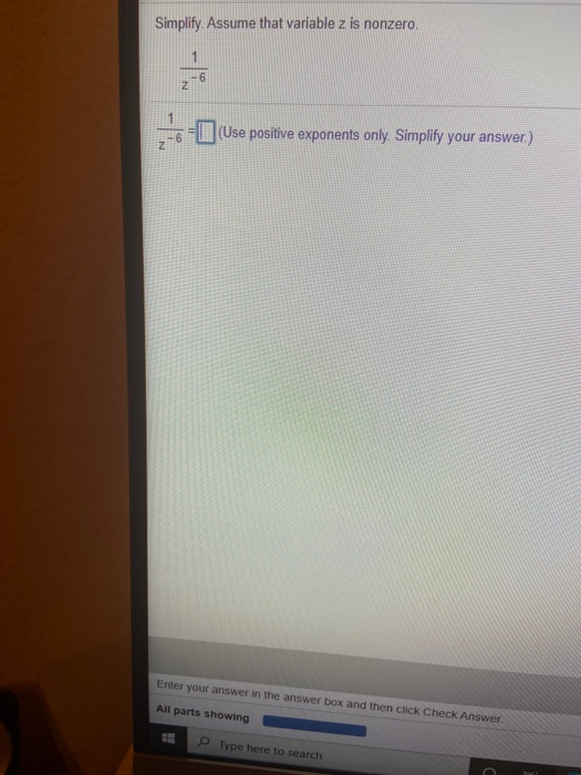Solved Simplify. Assume that variable z is nonzero. 6 Z 1 | Chegg.com