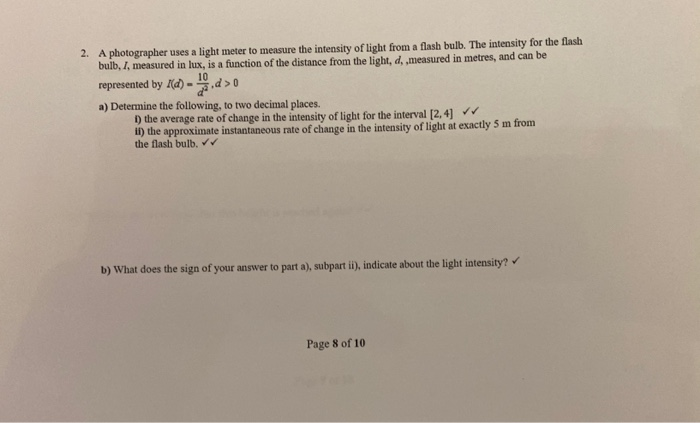 Solved 2. A photographer uses a light meter to measure the | Chegg.com