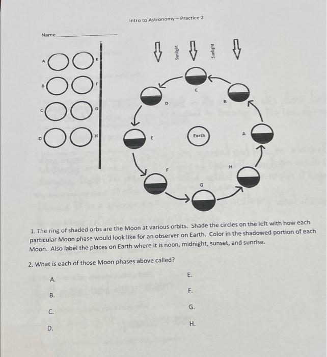 Solved 1. The ring of shaded orbs are the Moon at various | Chegg.com