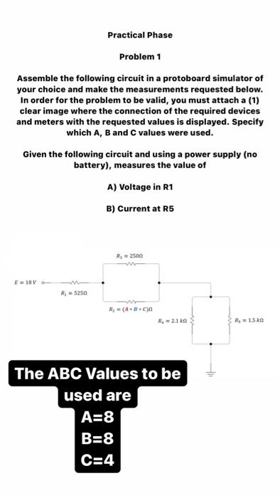 Solved Assemble the following circuit in a protoboard | Chegg.com