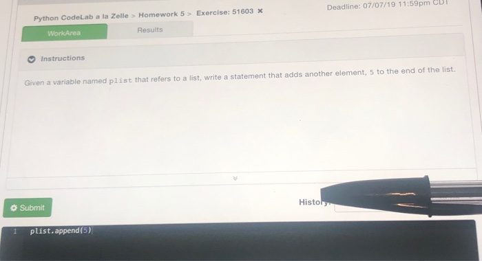 Solved Deadline: 07/07/19 11:59pm CB Exercise: 51603 x | Chegg.com