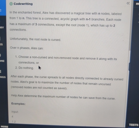 Solved CodewritingIn the enchanted forest, Alex has | Chegg.com
