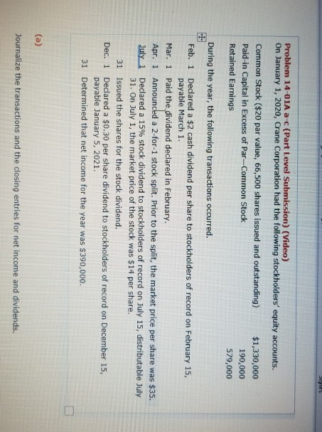 Solved Problem 14-01A a-c (Part Level Submission) (Video) On | Chegg.com