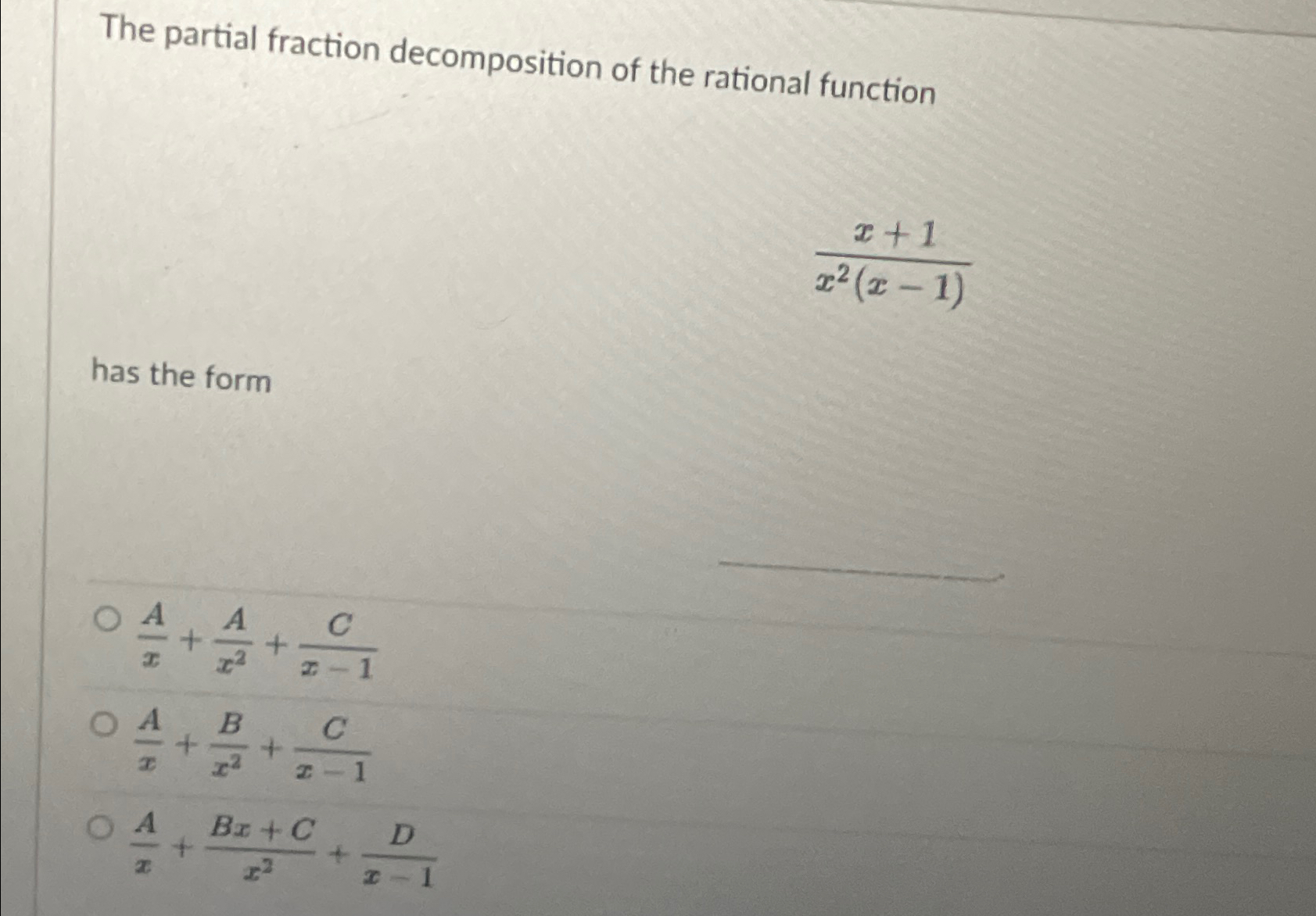 Solved The partial fraction decomposition of the rational | Chegg.com