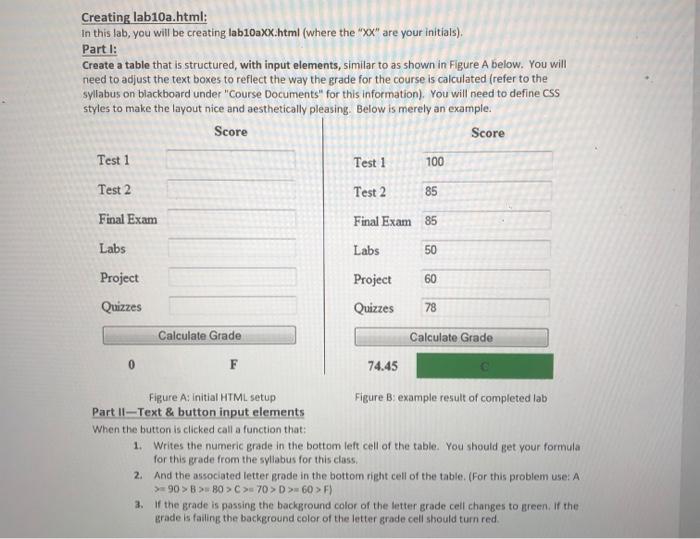 Solved Creating lab10a.html: In this lab, you will be | Chegg.com