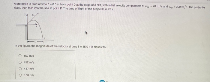 Solved A projectile is fired at time t -0.0s, from point at | Chegg.com