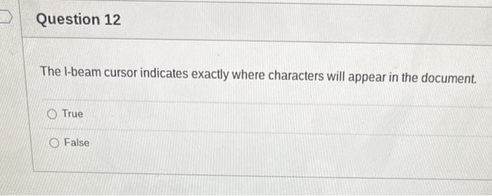 Solved The I-beam cursor indicates exactly where characters | Chegg.com
