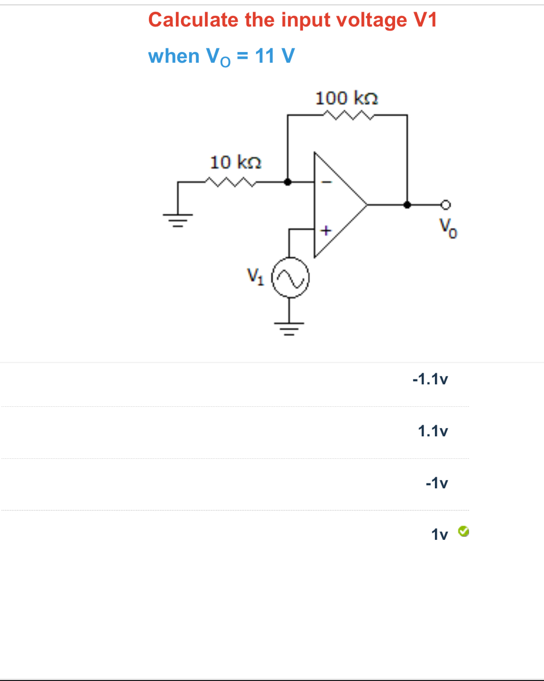 Solved Calculate the input voltage V1 ﻿when | Chegg.com