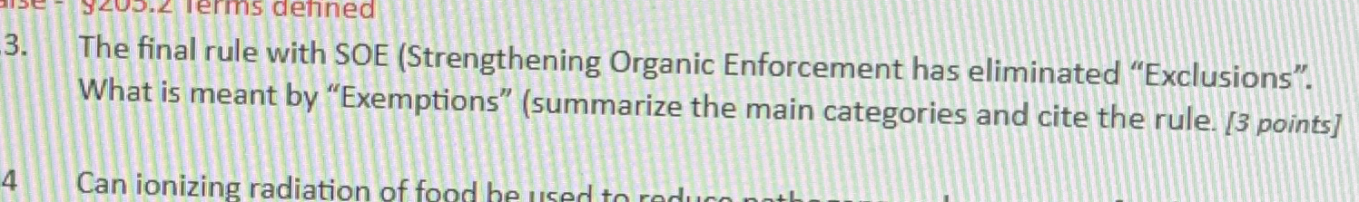 Solved The final rule with SOE (Strengthening Organic | Chegg.com
