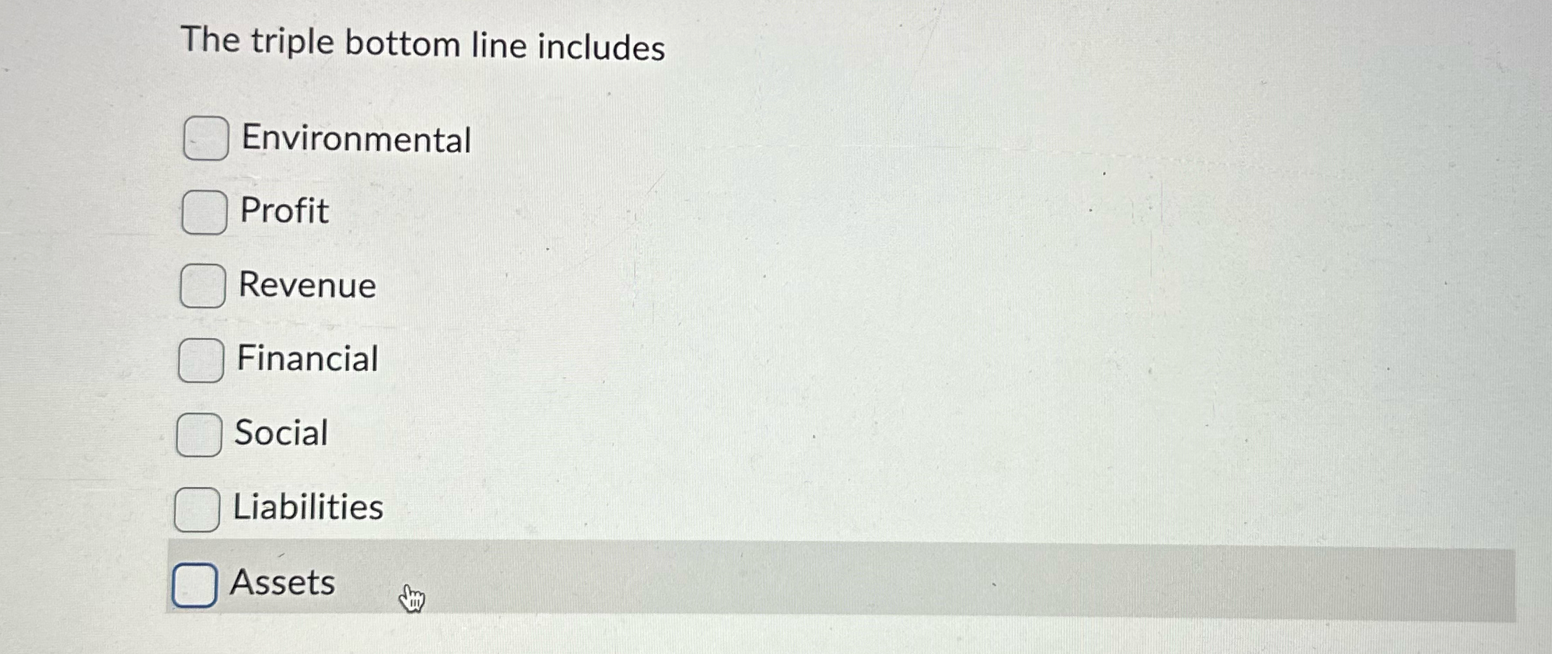 Solved The triple bottom line | Chegg.com
