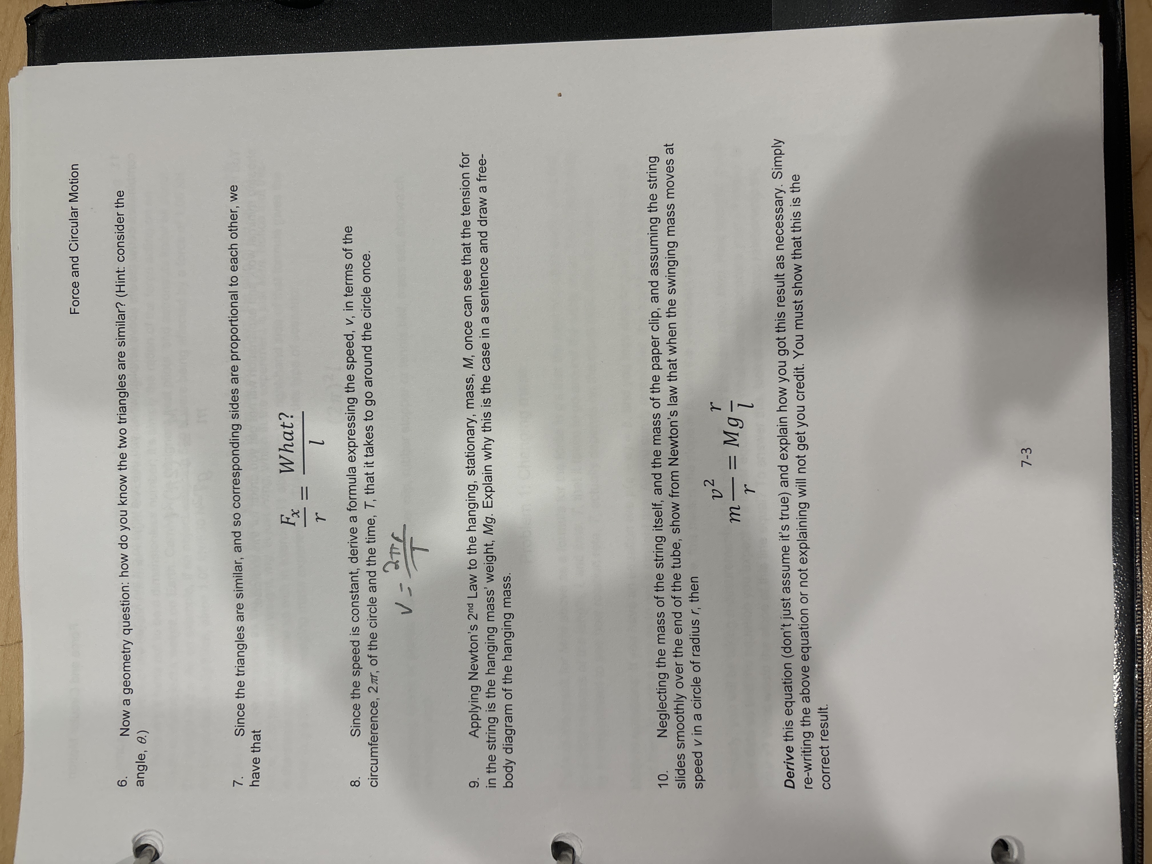 θ.Fxr= What? lSince the speed is ﻿constant, derive a | Chegg.com