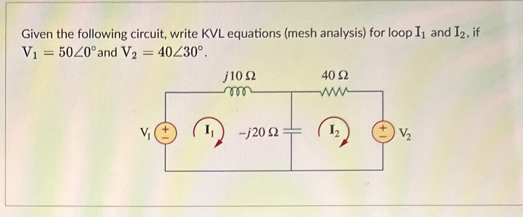 Solved Given the following circuit, write KVL equations | Chegg.com