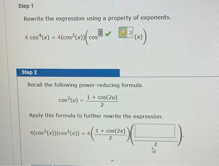 Solved Rewrite the expression using a property of exponents. | Chegg.com