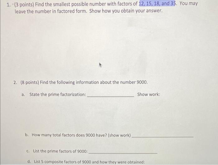 Solved 1. (3 points) Find the smallest possible number with | Chegg.com