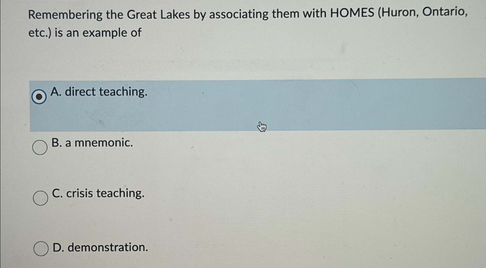 Solved Remembering the Great Lakes by associating them with | Chegg.com
